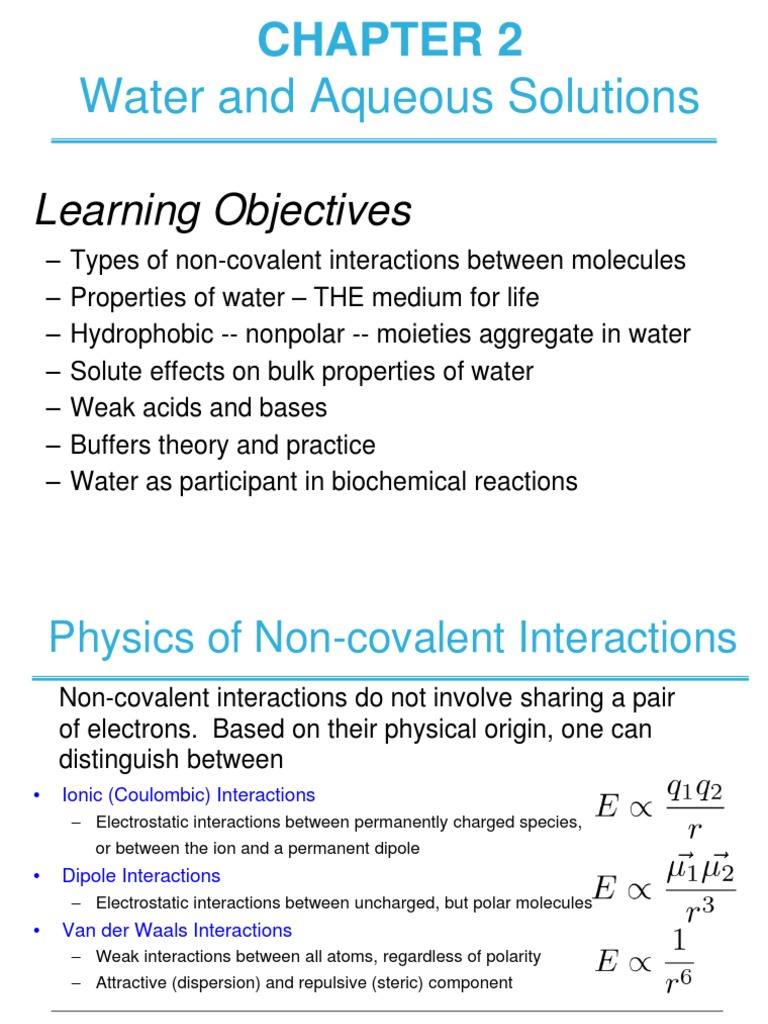 Water and Aqueous Solutions: Learning Objectives | PDF | Properties Of ...