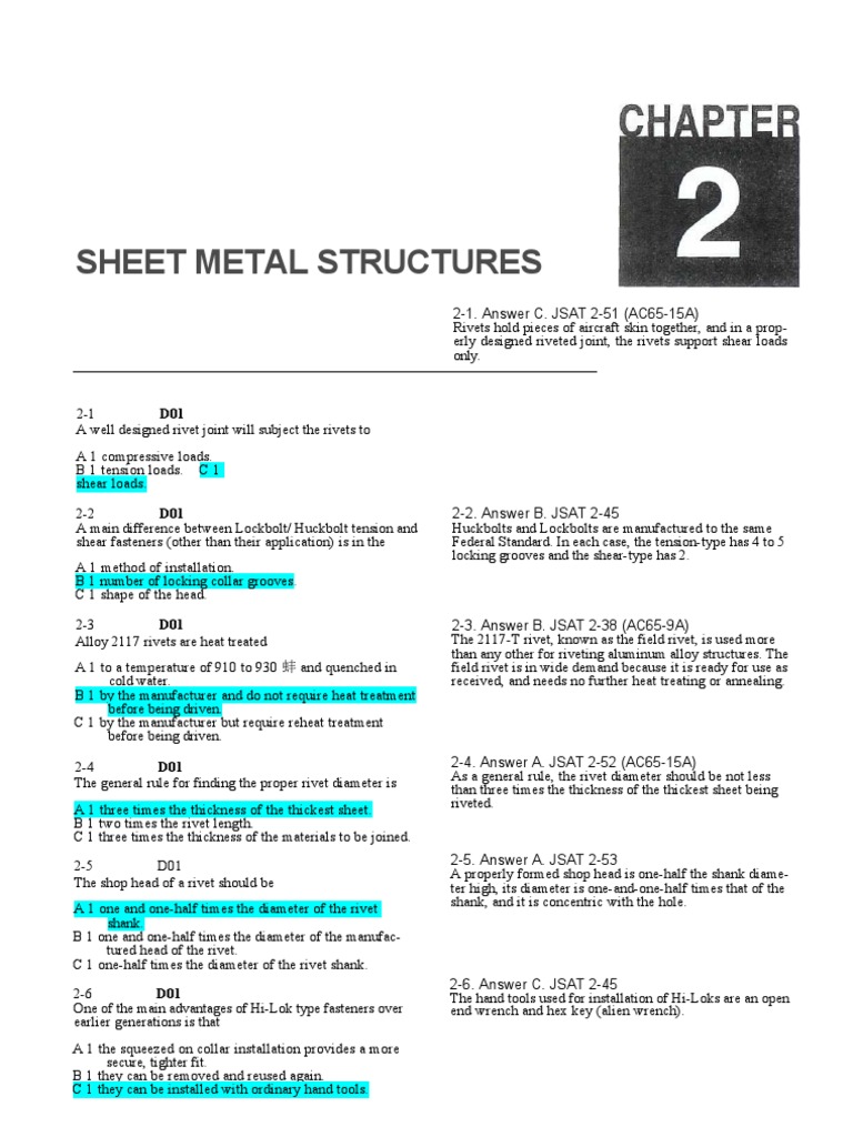 2-Sheet Metal Structures Text | PDF | Rivet | Heat Treating