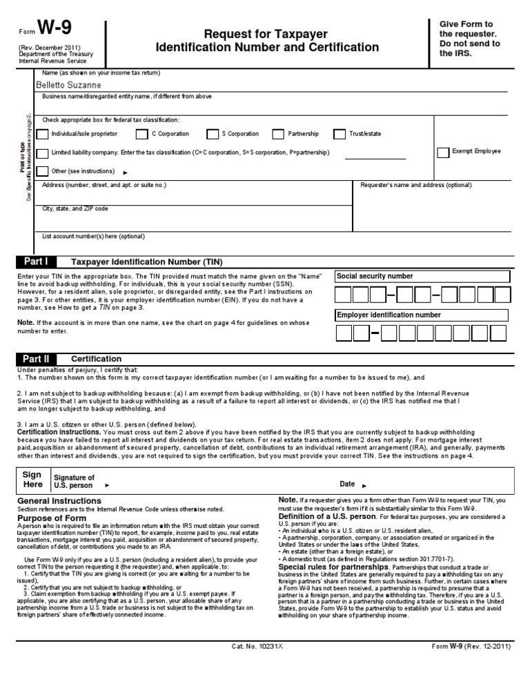W9form 2 | PDF | Withholding Tax | Individual Retirement Account