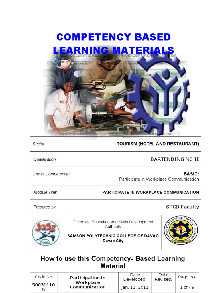 1 BASIC COMPETENCY Participate in Workplace Communication | PDF | Nonverbal Communication | Body ...