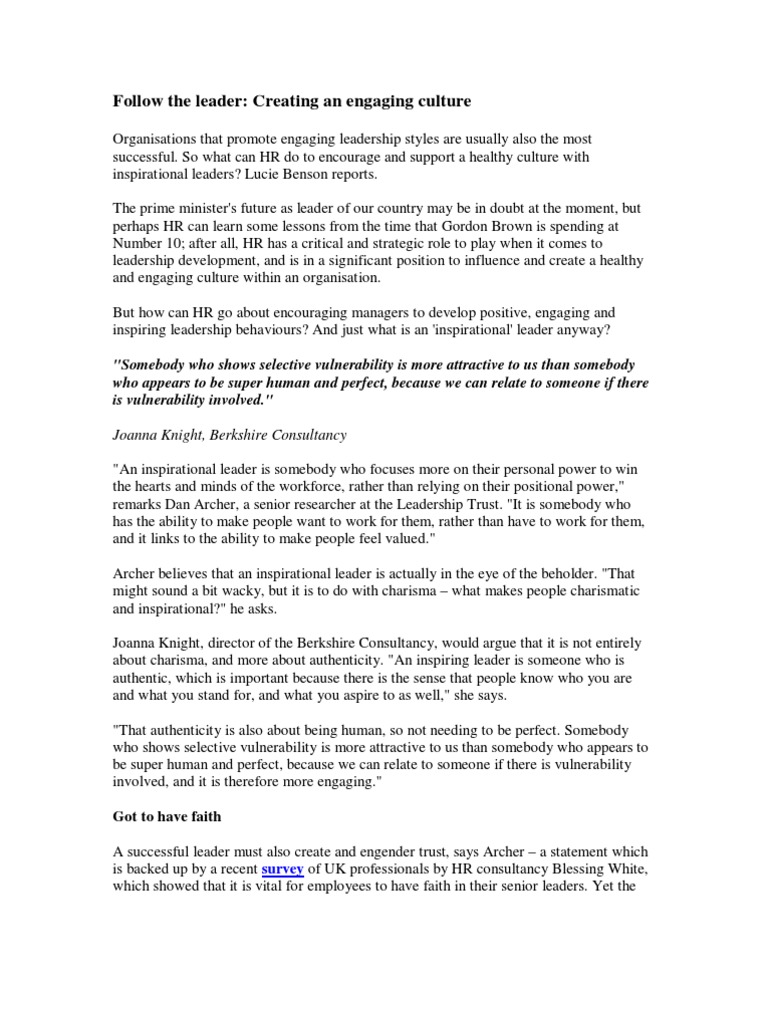 Follow The Leader PDF | PDF | Leadership | Action (Philosophy)