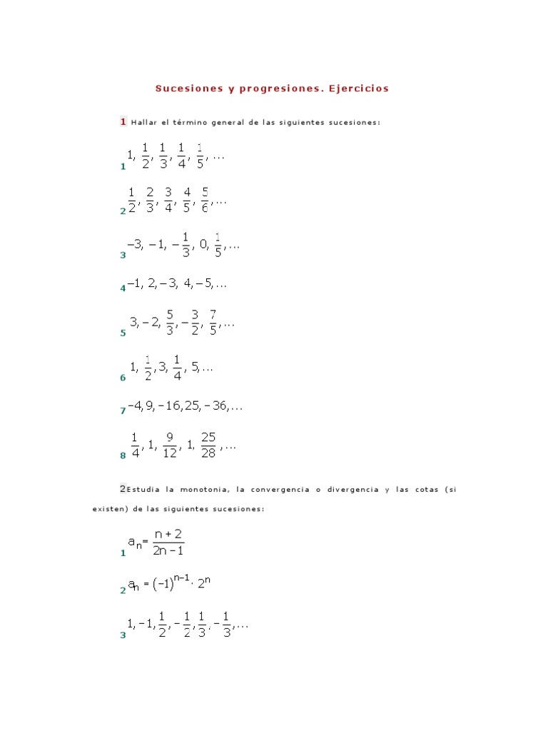 Progresiones y Sucesiones - Ejercicios Resueltos 2 | PDF | Fracción (Matemáticas) | Triángulo