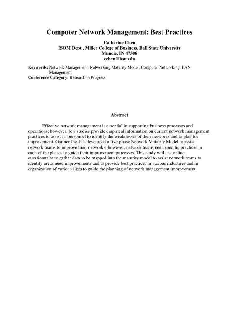 Computer Network Management: Best Practices | Download Free PDF ...