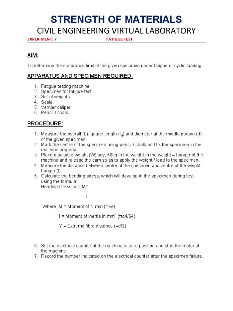 Exp-7 Fatigue Test | PDF | Fatigue (Material) | Bending