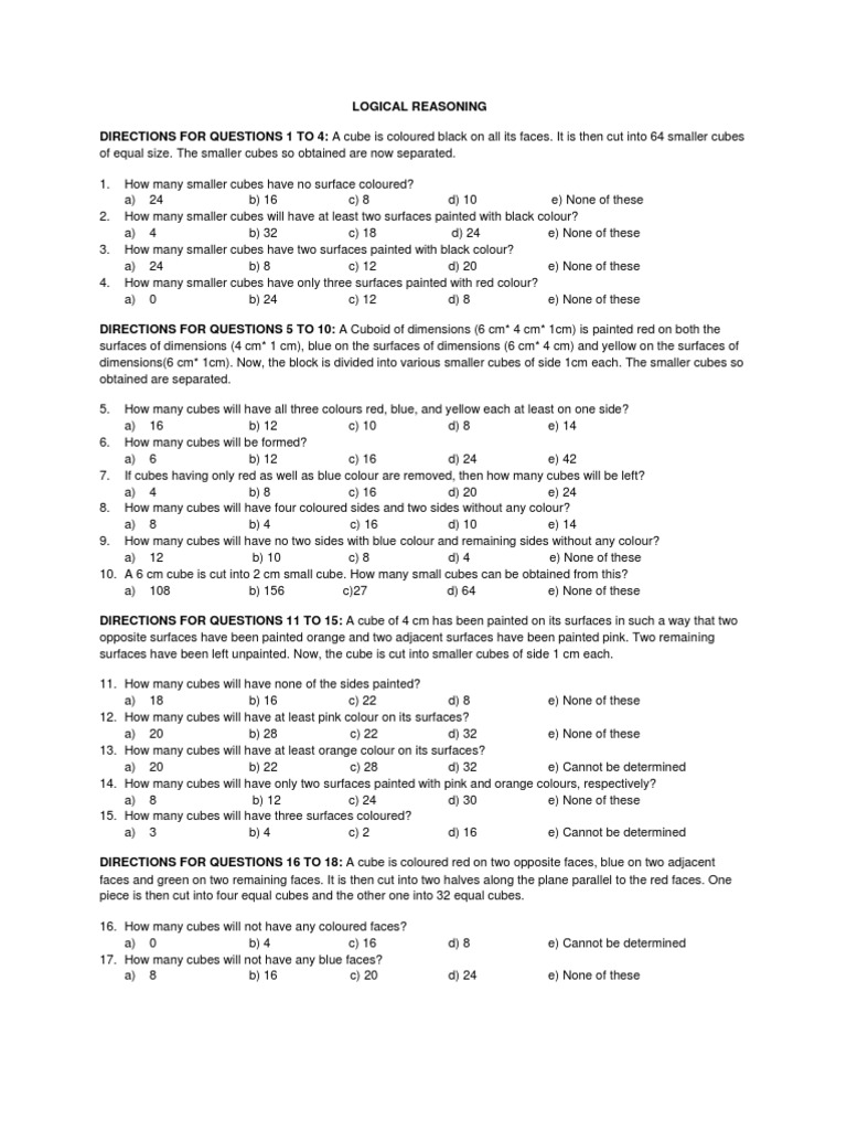 Logical Reasoning Cubes | PDF | Geometry | Teaching Mathematics