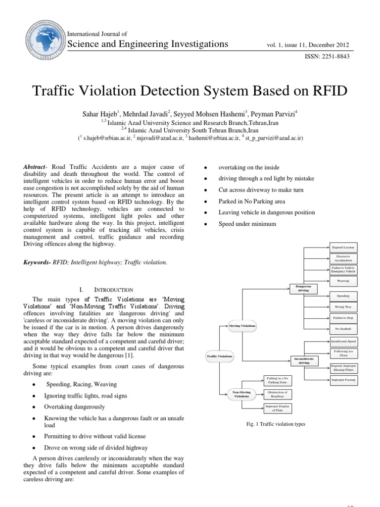 Traffic Violation Detection System Based on RFID | Radio Frequency ...