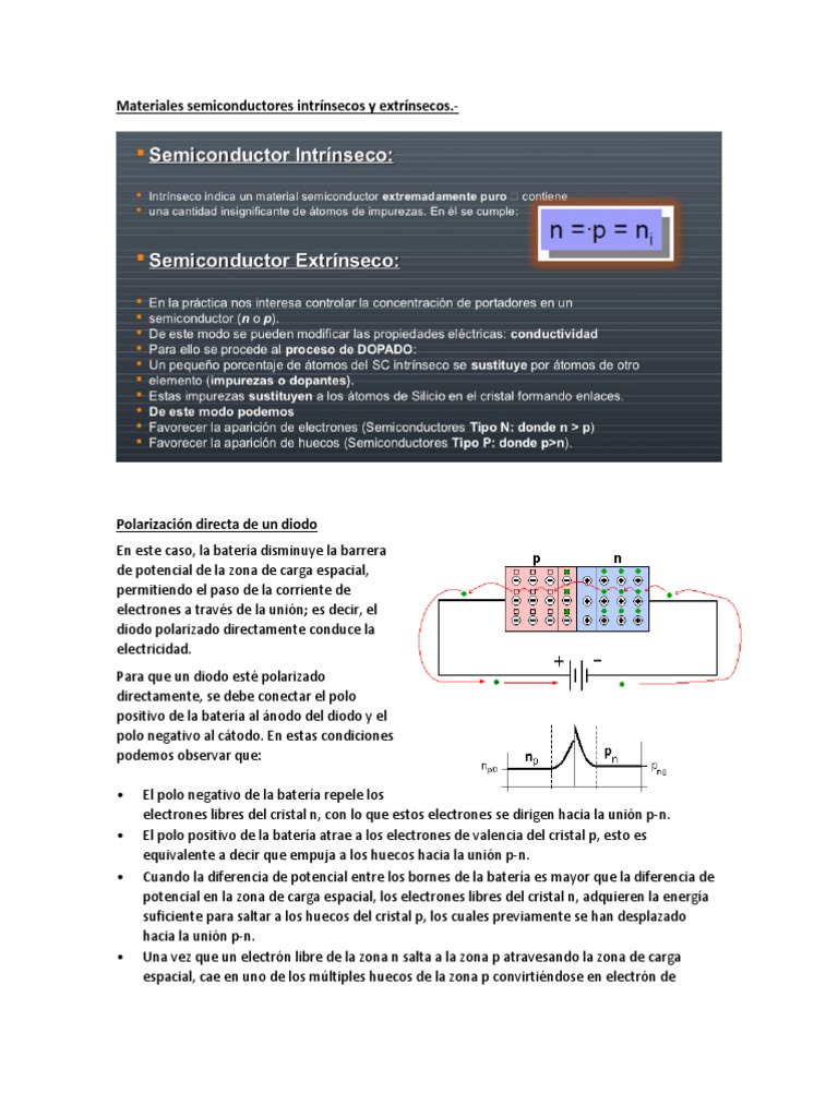 Materiales Semiconductores Intrínsecos y Extrínsecos | PDF | Diodo ...