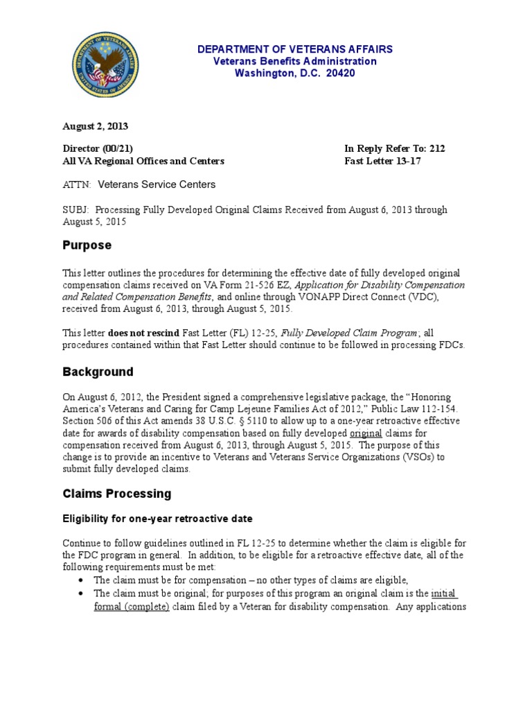 FL13 017 | PDF | United States Department Of Veterans Affairs | Veteran