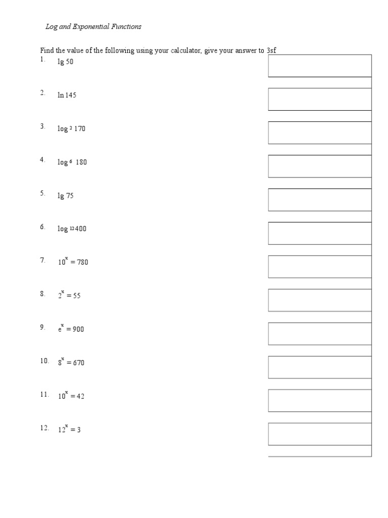 Log and Exponential Functions | PDF | Teaching Methods & Materials