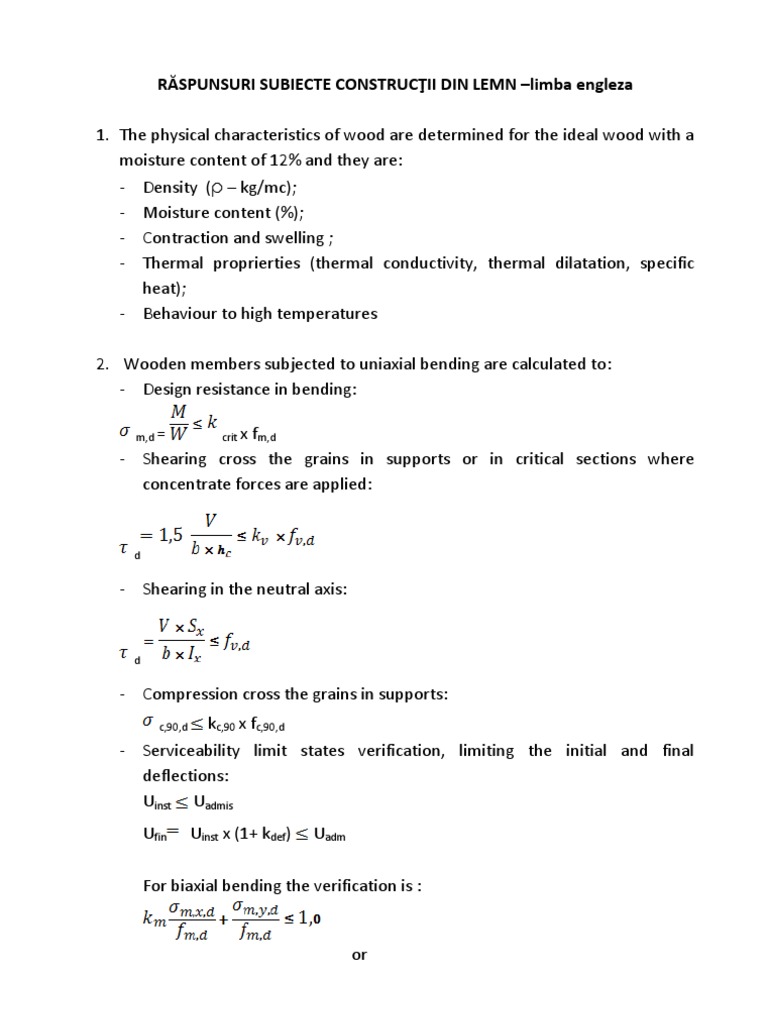 ICE Raspunsuri Constructii Din Lemn | PDF | Lumber | Beam (Structure)
