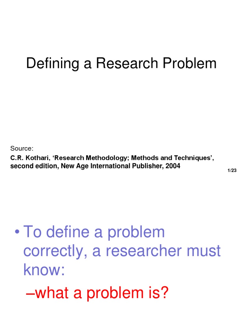 Defining Research Problem | PDF | Academic Discipline Interactions | Theory