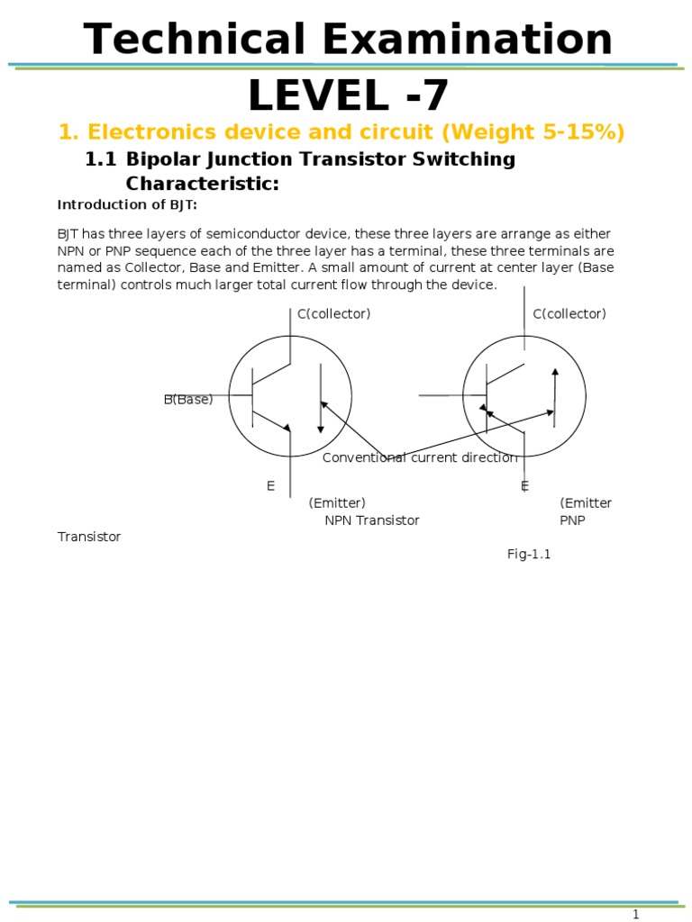 Technical Examination Level - 7 | PDF | Mosfet | Field Effect Transistor