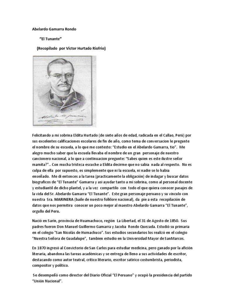 El Tunante - Abelardo Gamarra Rondo | PDF | Perú