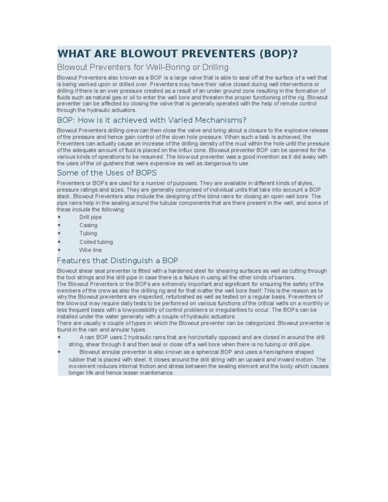 What Are Blowout Preventers | PDF | Blowout (Well Drilling) | Gas ...