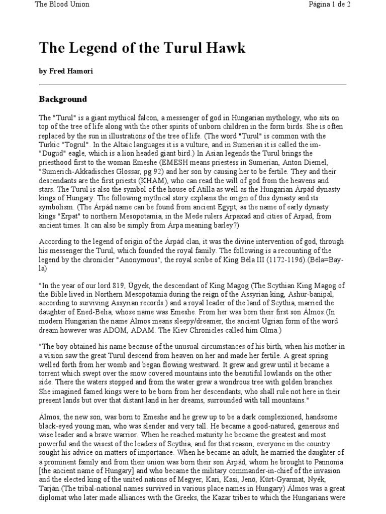 The Legend of The Turul Hawk | PDF | Hungary | Hungarians