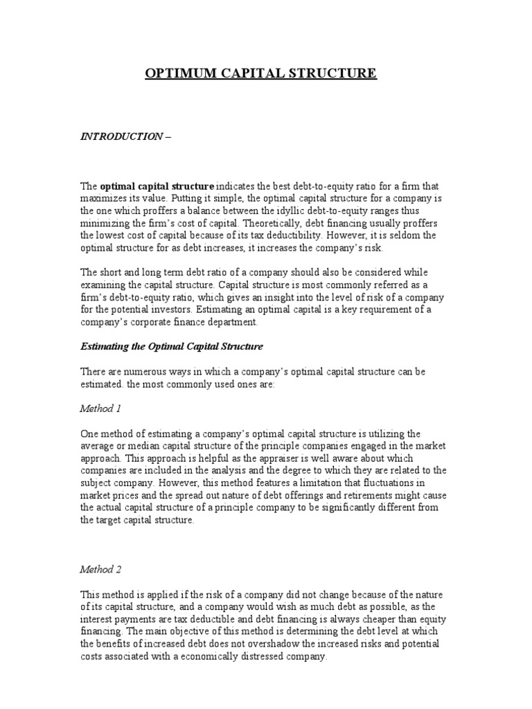 Optimum Capital Structure | Download Free PDF | Capital Structure ...