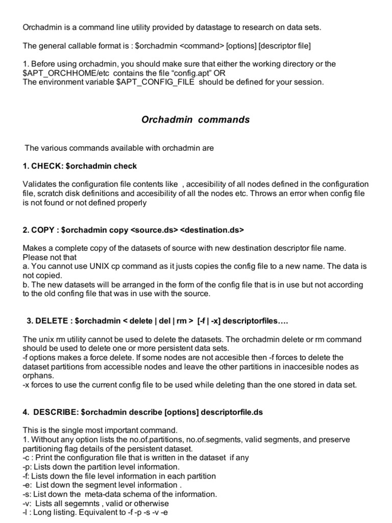 Orchadmin Command: DataStage e | PDF | Computer File | Command Line Interface
