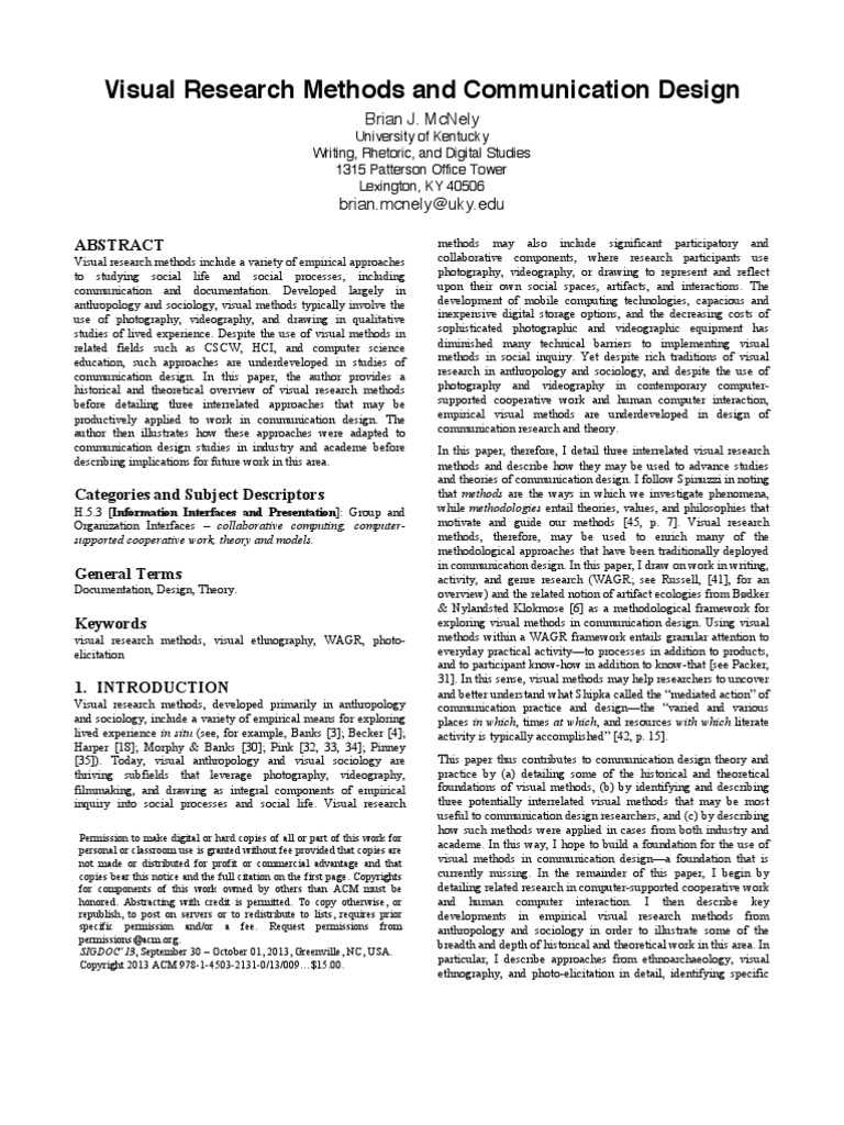 Visual Research Methods and Communication Design | PDF | Field Research ...