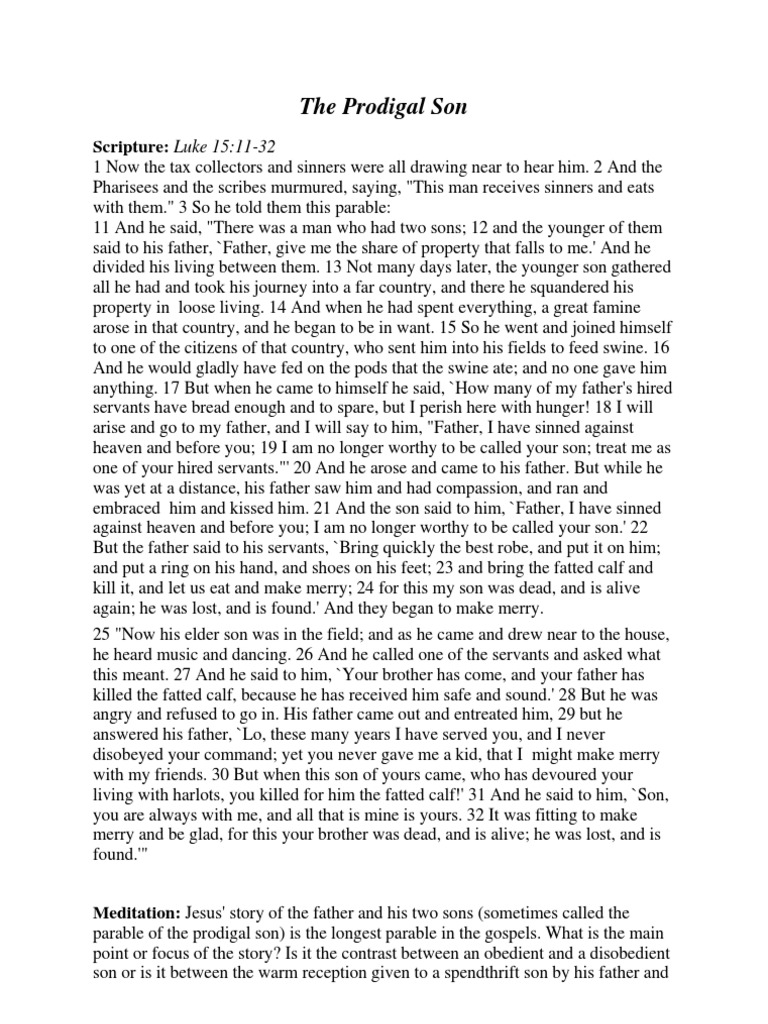 The Prodigal Son | PDF | Forgiveness | Religious Belief And Doctrine