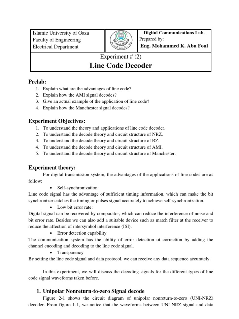 Line Code Decoder | PDF | Signal (Electrical Engineering) | Electronic Circuits