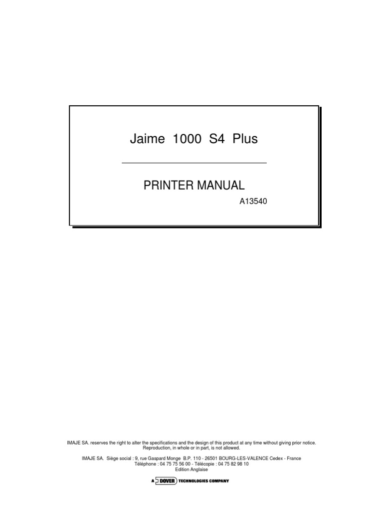 A13540-E S4P Printer Manual | PDF | Menu (Computing) | Printer (Computing)