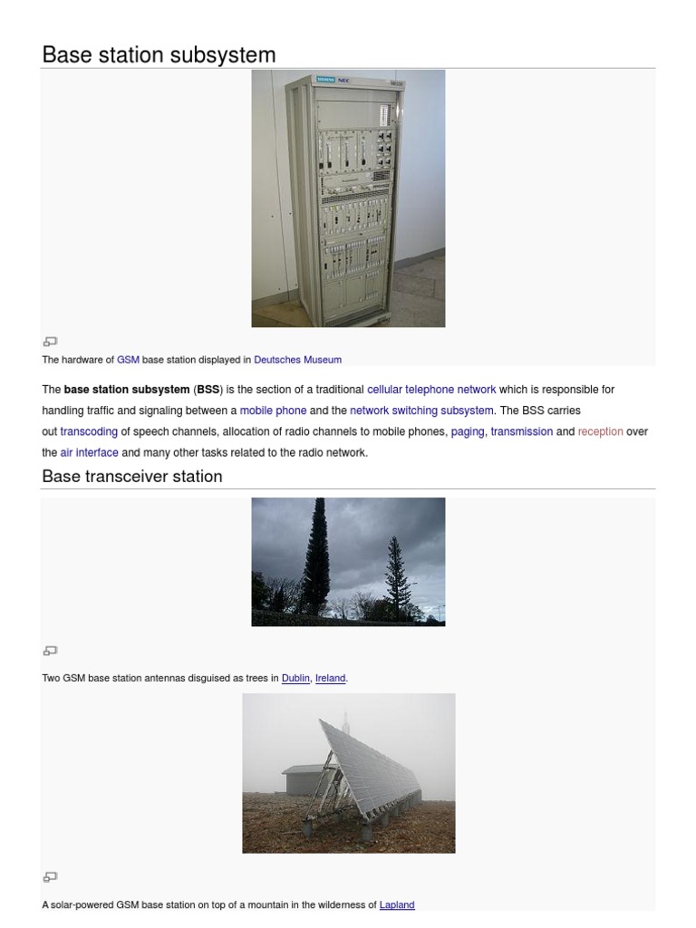 Base Station Subsystem | PDF | Networks | Mobile Telecommunications