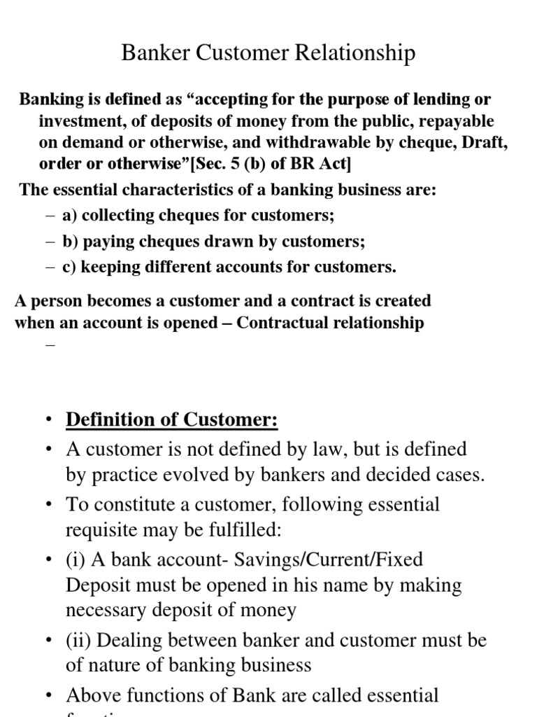 Banker Customer Relationship | PDF | Cheque | Banks