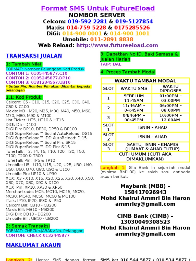 FutureEload - Format SMS | PDF | Bisnis