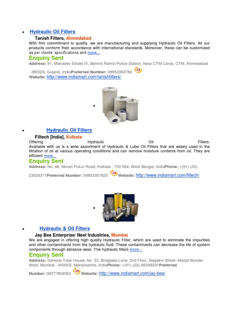 Hydraulic Oil Filters | PDF | Filtration | Lubricant