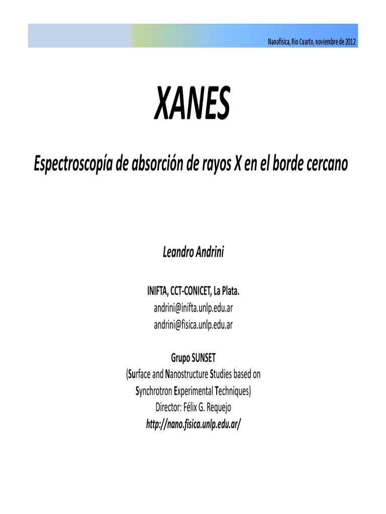 XANES | PDF | Espectroscopia | Rayo X