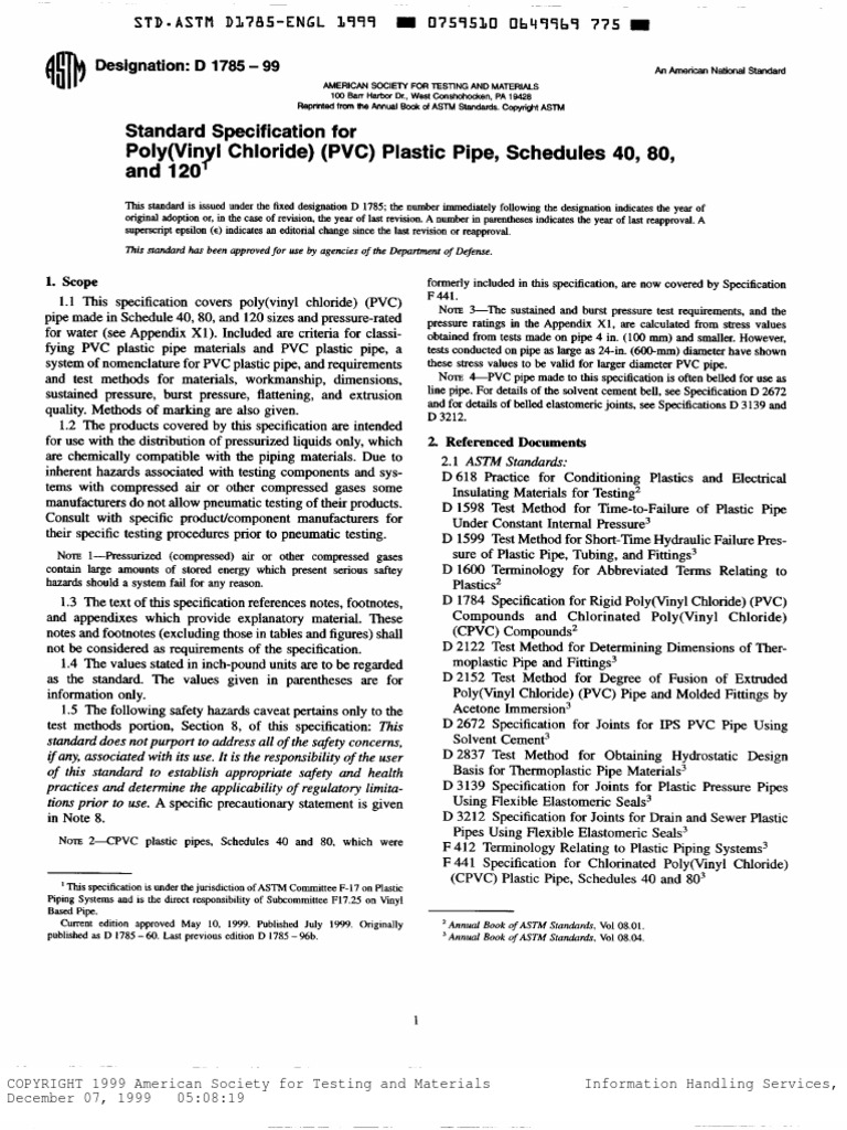 Astm d1785 | PDF