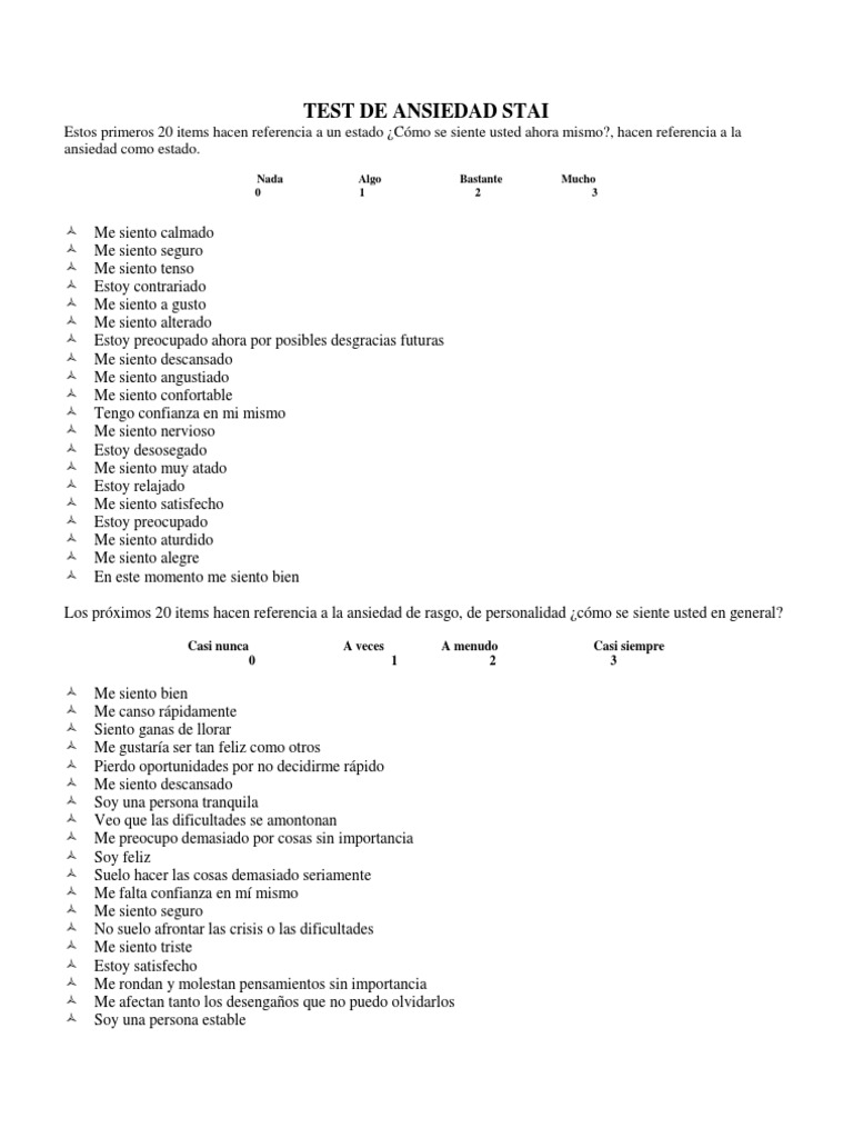 Test de Ansiedad Stai
