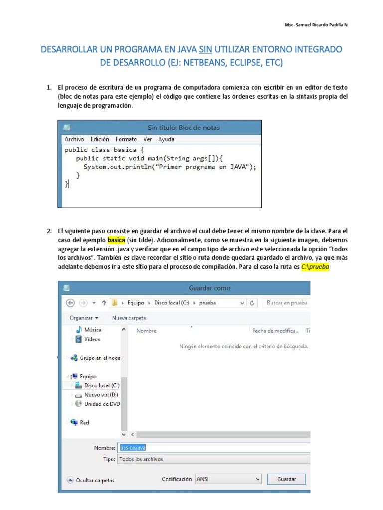 Compilando y Ejecutando | PDF | Archivo de computadora | Java (lenguaje de programación)