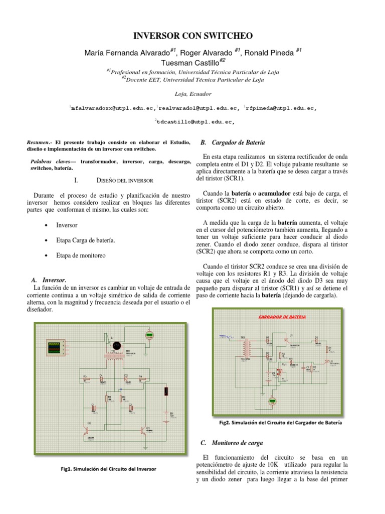 Inversor DC-AC Con Cargador de Bateria | PDF | Inversor de energia | Batería (electricidad)