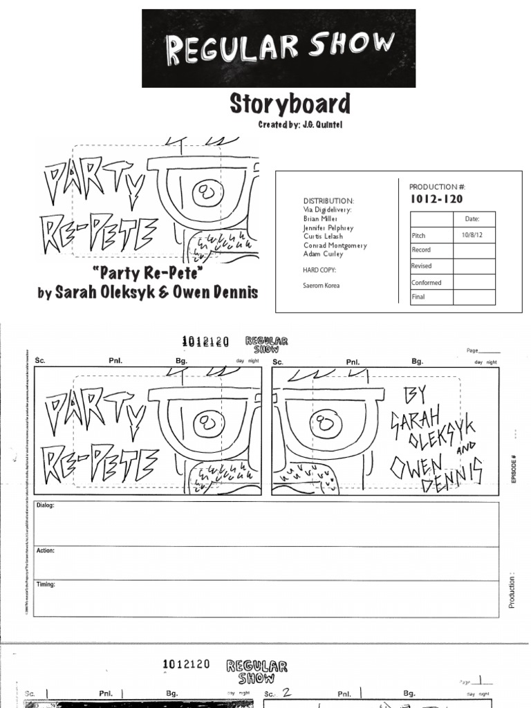 Regular Show - "Party Re-Pete" Pitch Board | PDF
