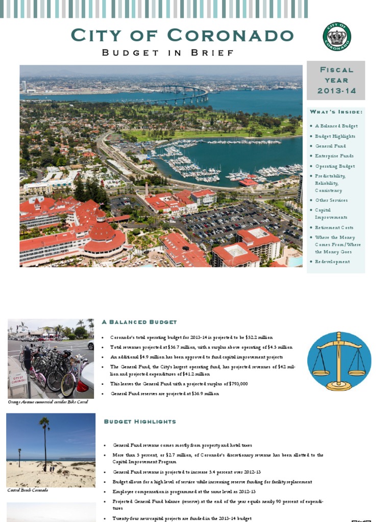 Coronado 2013-14 Budget in Brief | PDF | Cal Pers | Pension