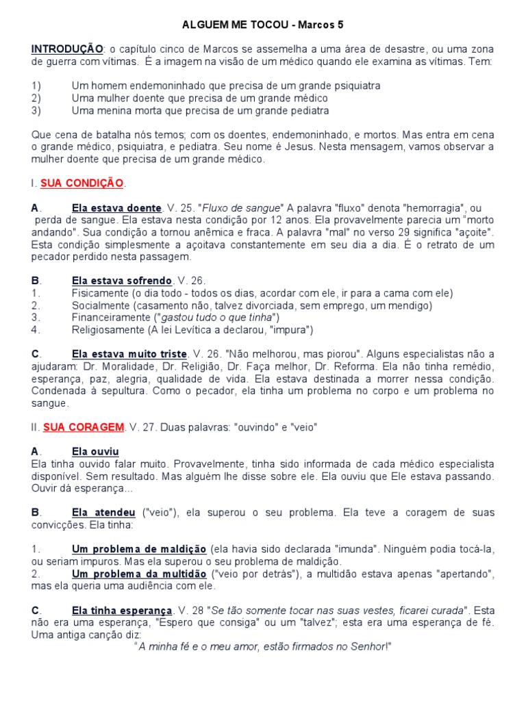 Alguem Me Tocou | PDF | Fé | Jesus