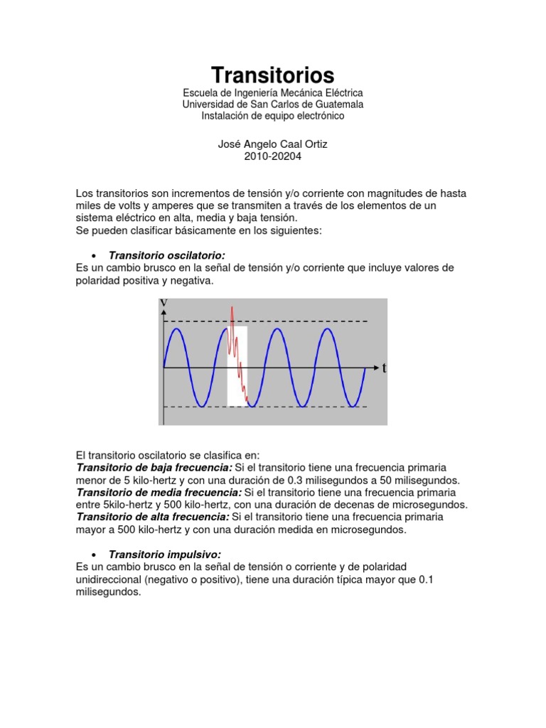 Transitorios Eléctricos: Tipos y Soluciones | PDF | Electricidad ...