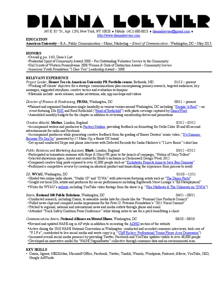 Public Relations & Marketing Resume | PDF | Communication