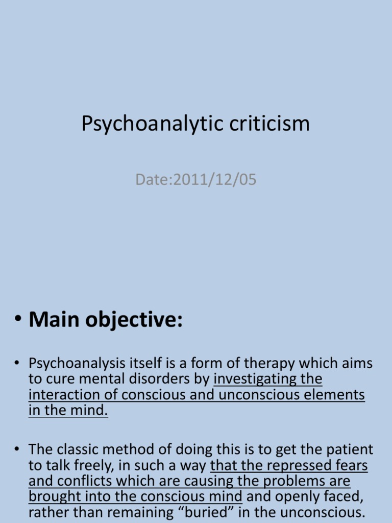 Psychoanalytic Criticism (20111205) | PDF | Sigmund Freud | Id