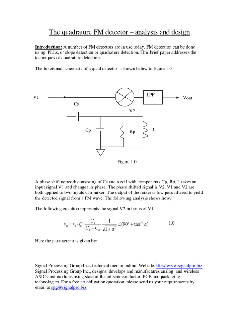 The Quadrature FM Detector - Analysis and Design | PDF | Technology ...