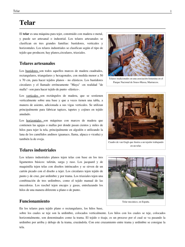 Cómo funciona el telar y los diferentes tipos de telares | PDF | Telar ...