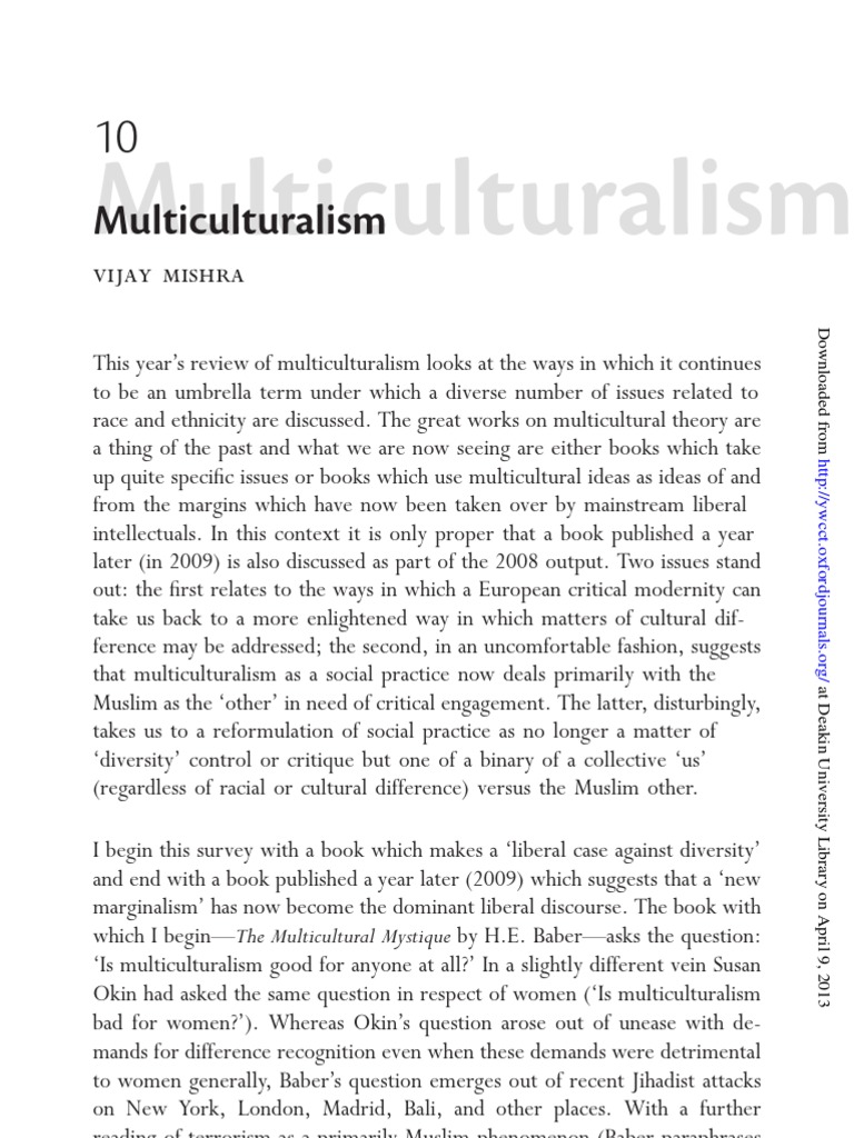 Multiculturalism: A Critical Review | PDF | Māori People | Multiculturalism