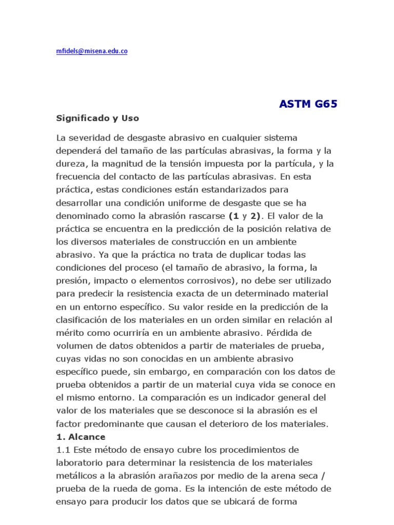 Norma Astm g65 | PDF | Abrasivo | Resistencia Eléctrica y Conductancia