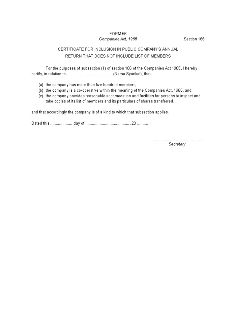 Certificate for Annual Return Inclusion | PDF