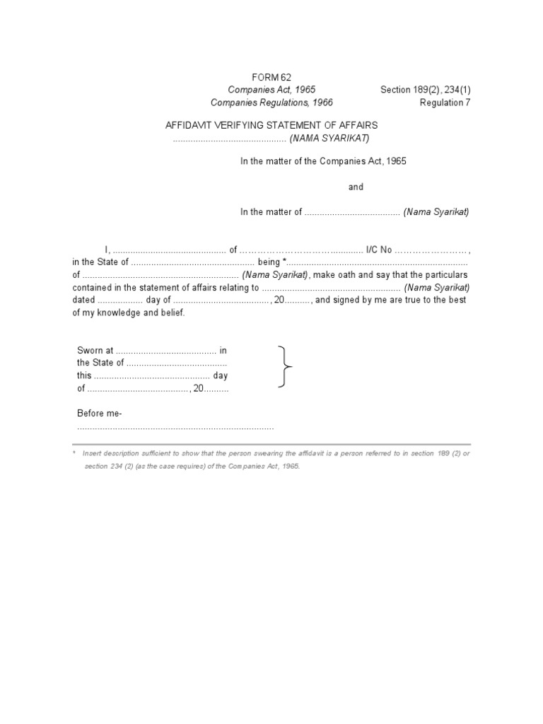 Affidavit for Statement of Affairs | PDF
