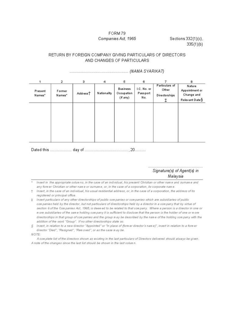 Foreign Company Director Particulars Form | PDF