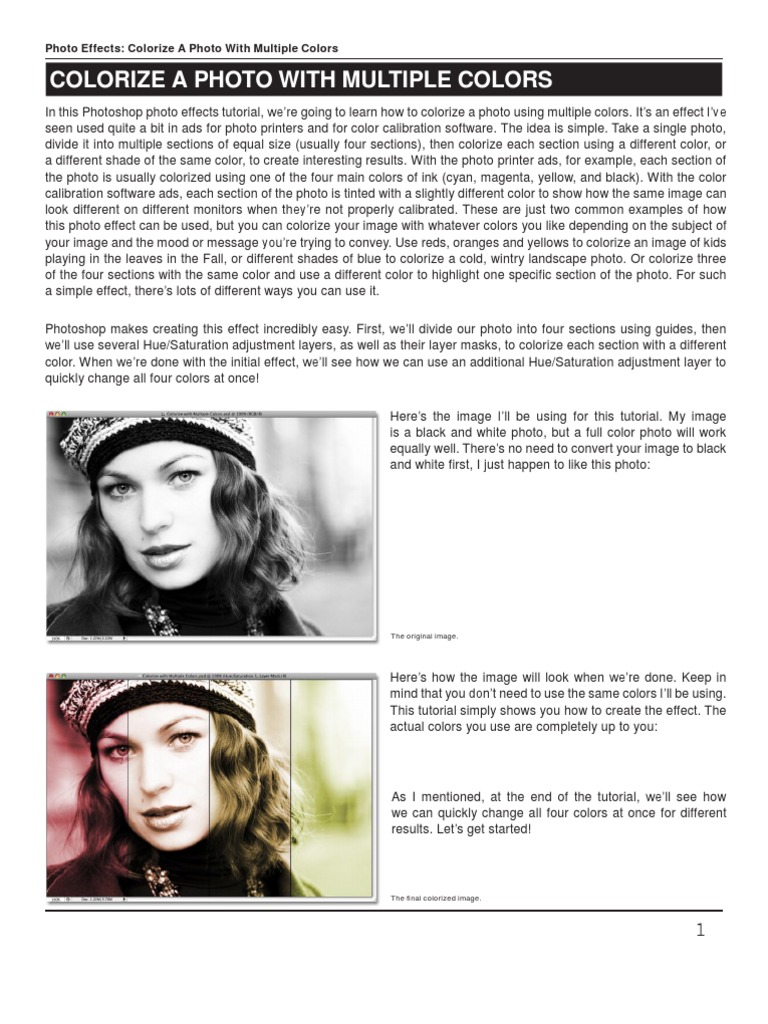 Colorize A Photo With Multiple Colors | PDF | Adobe Photoshop | Hue