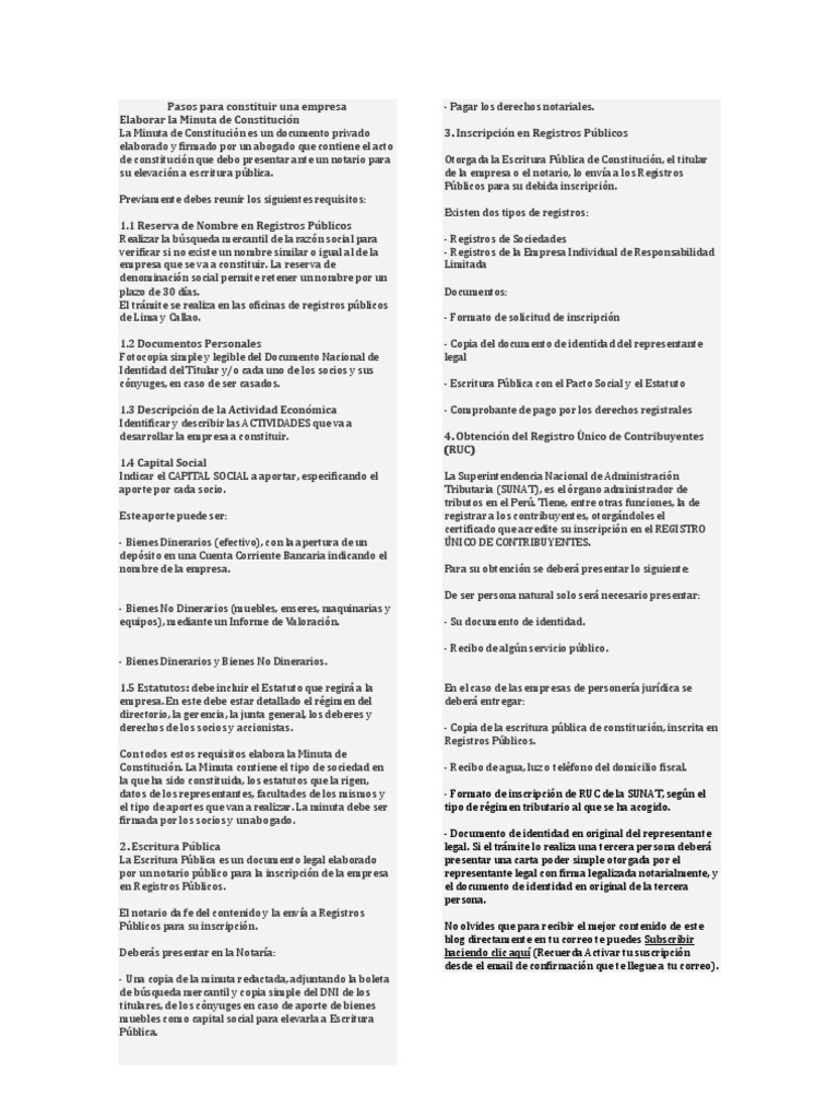 Pasos para Constituir Una Empresa | PDF