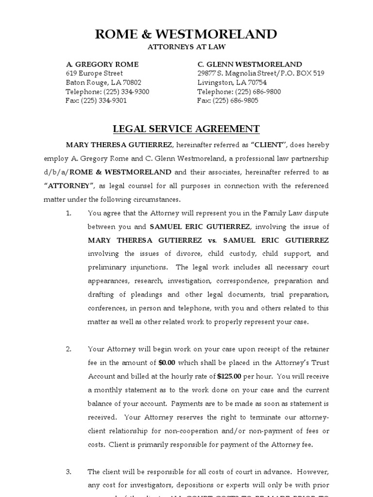 Legal Service Agreement | PDF | Lawyer | Lawsuit